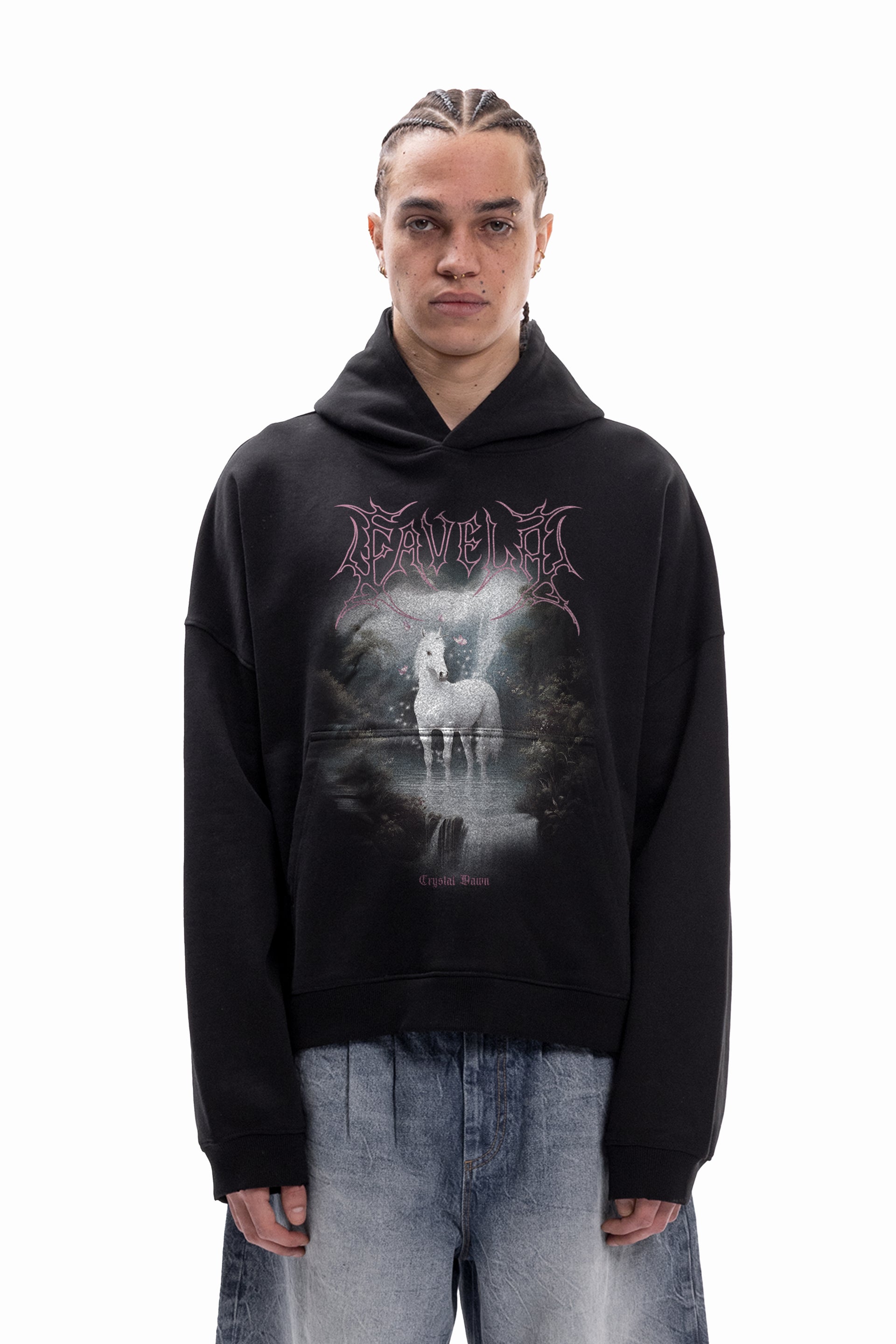 CUFF BLACK HOODIE - FAVELA Clothing