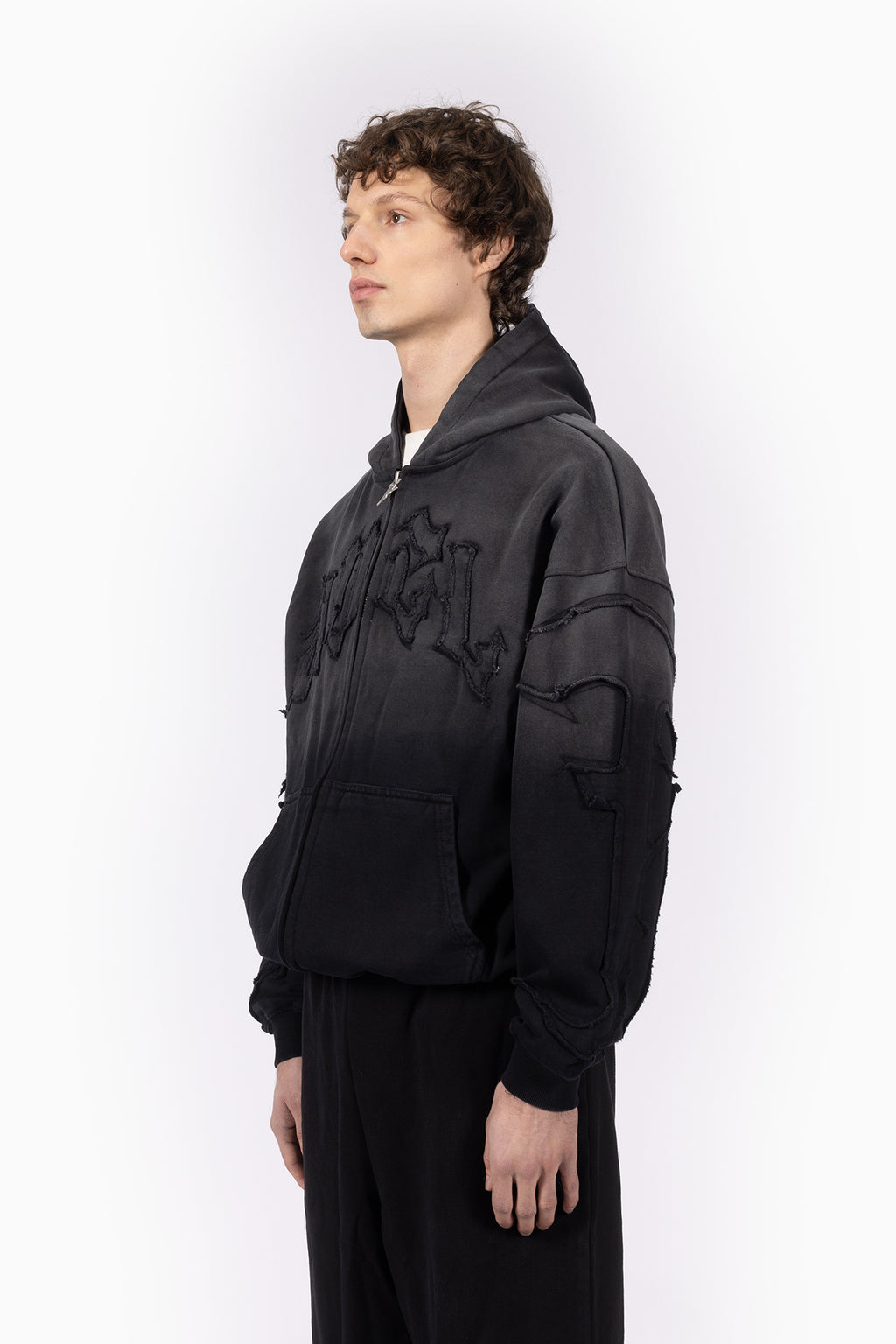 CORRUPTED GRADIENT BLACK WASHED FRONTZIP – FAVELA Clothing