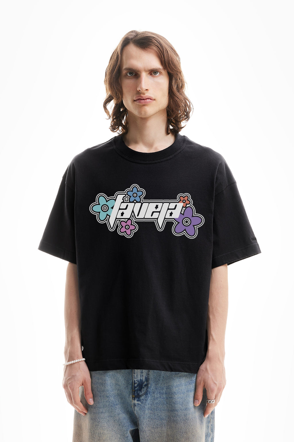 %FLOWERS BLACK T-SHIRT% – FAVELA Clothing