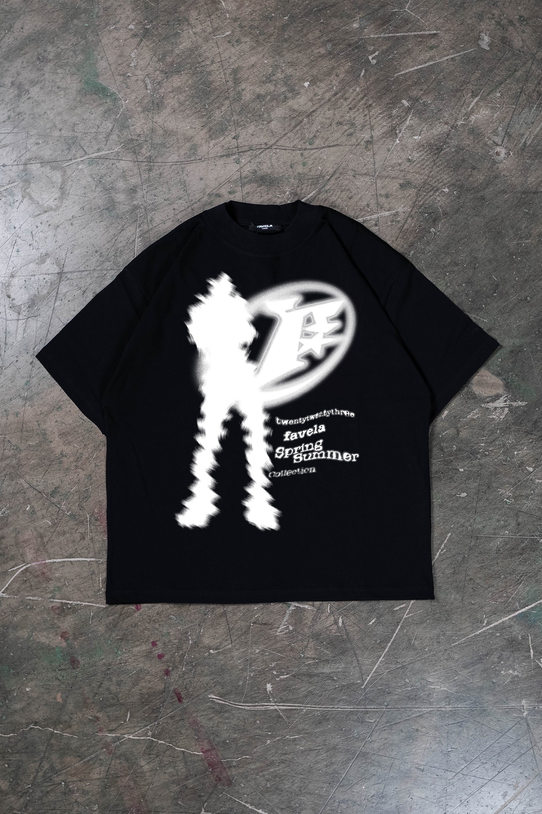 JSR BLACK DISTRESSED T-SHIRT - FAVELA Clothing
