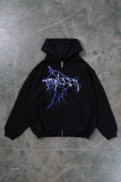 NEW LIGHTNING BLACK FRONTZIP – FAVELA Clothing