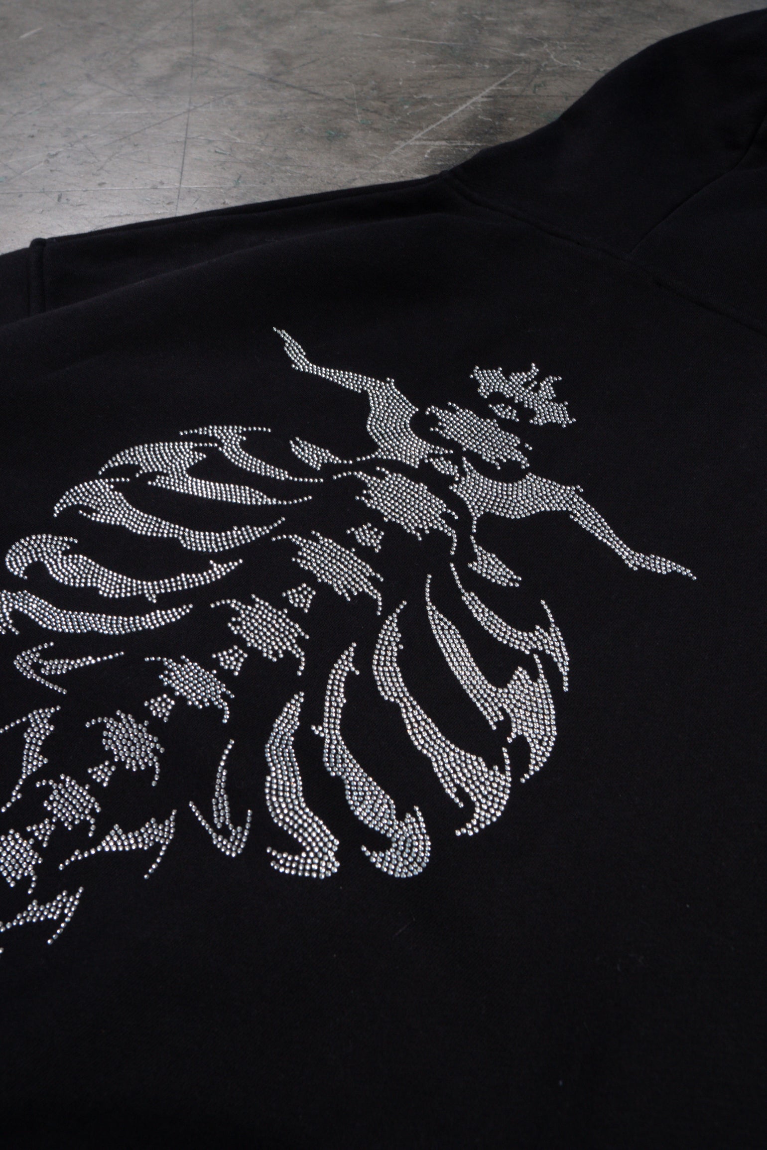 RIBCAGE RHINESTONE BLACK SNAP BUTTON HOODIE – FAVELA Clothing