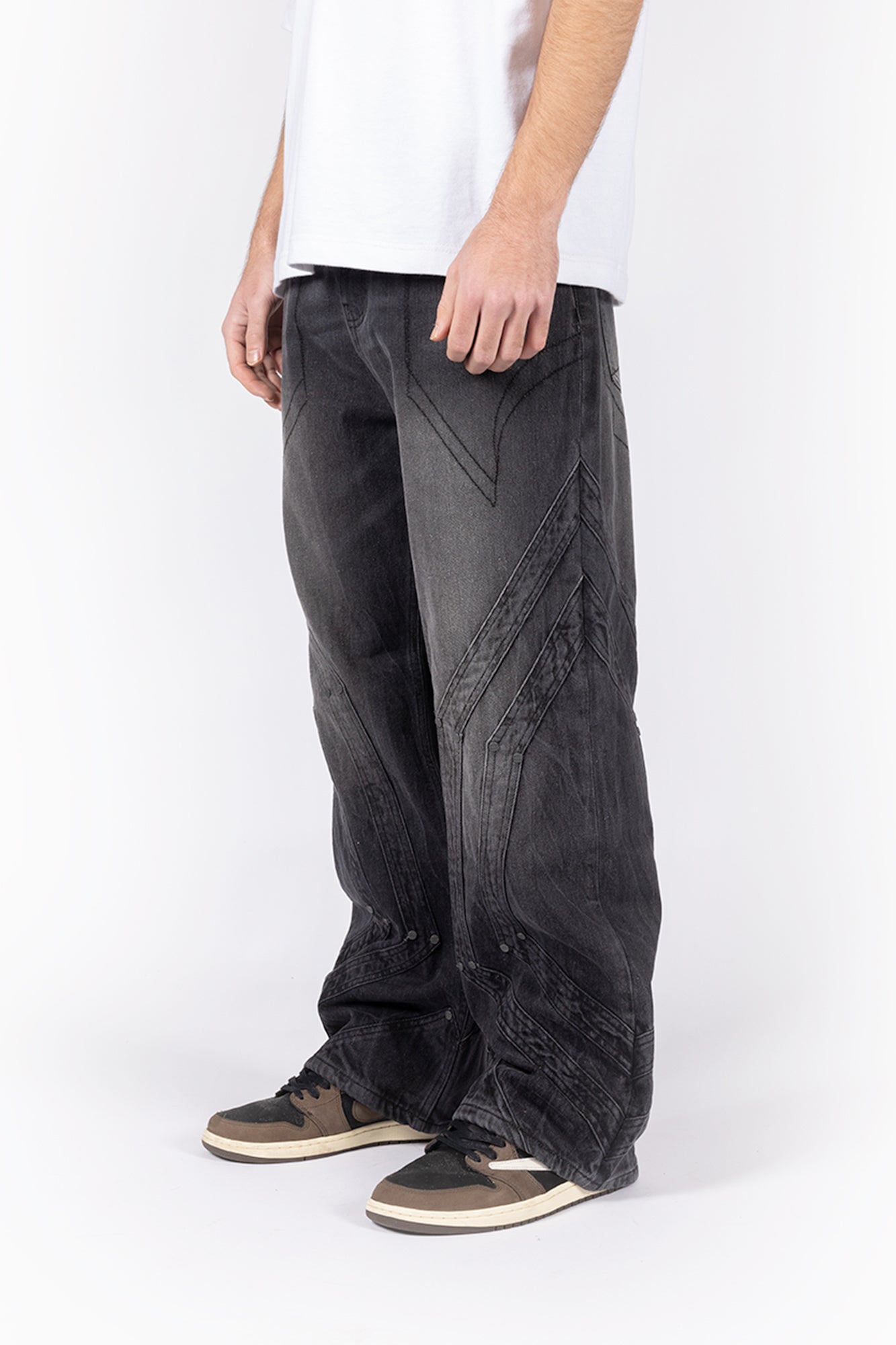 HEAVY CUTLINE BLACK WAVE WASH DENIM - FAVELA Clothing