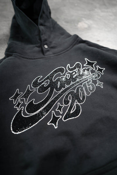 RHINESTONE 2015 BLACK SNAP BUTTON HOODIE – FAVELA Clothing